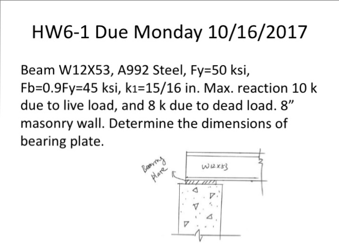 Solved HW6-1 Due Monday 10/16/2017 Beam W12X53, A992 Steel, | Chegg.com