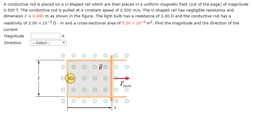 Solved A conductive rod is placed on a U-shaped rail which | Chegg.com