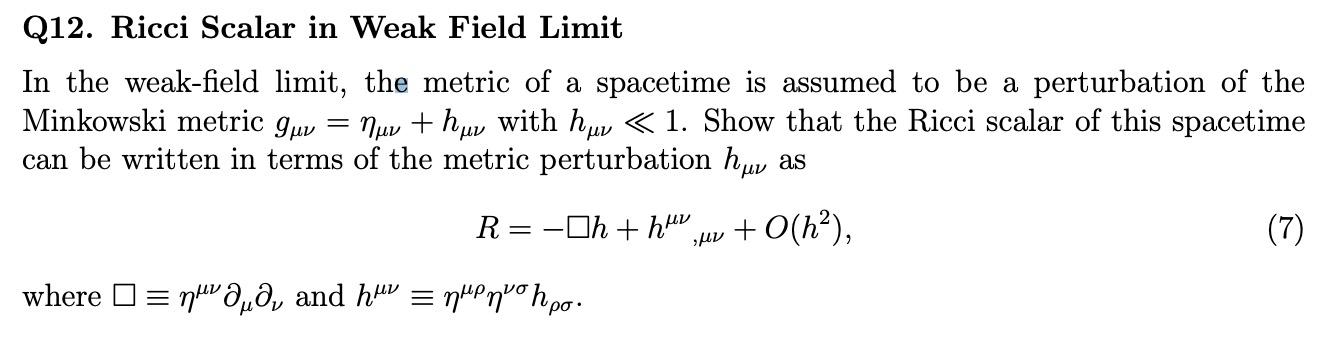Solved In the weak-field limit, the metric of a spacetime is | Chegg.com