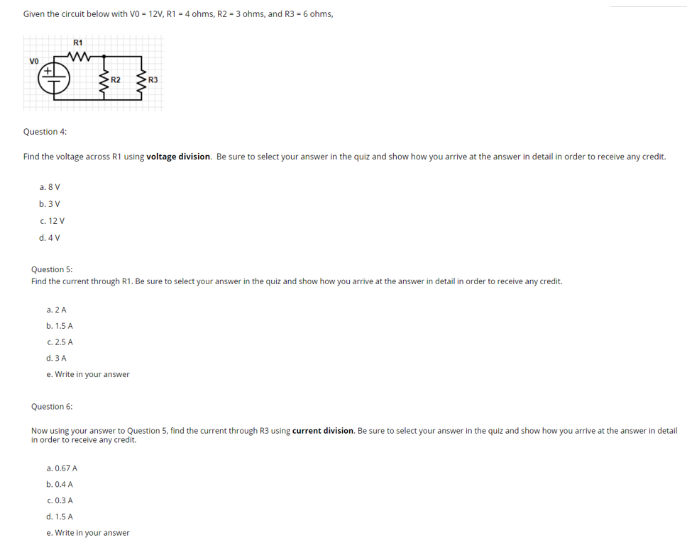 Solved Given the circuit below with VO = 12V, R1 = 4 ohms, | Chegg.com