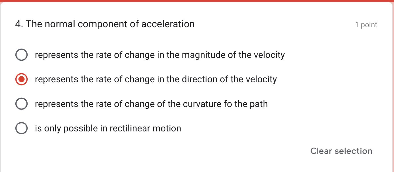 Solved 4 The Normal Component Of Acceleration 1 Point