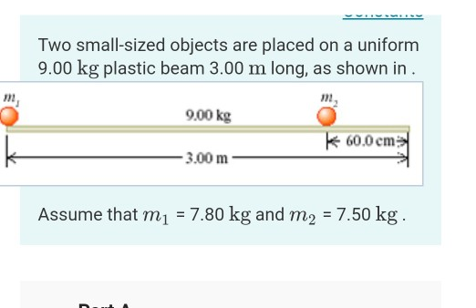 Solved Two small-sized objects are placed on a uniform 9.00 | Chegg.com