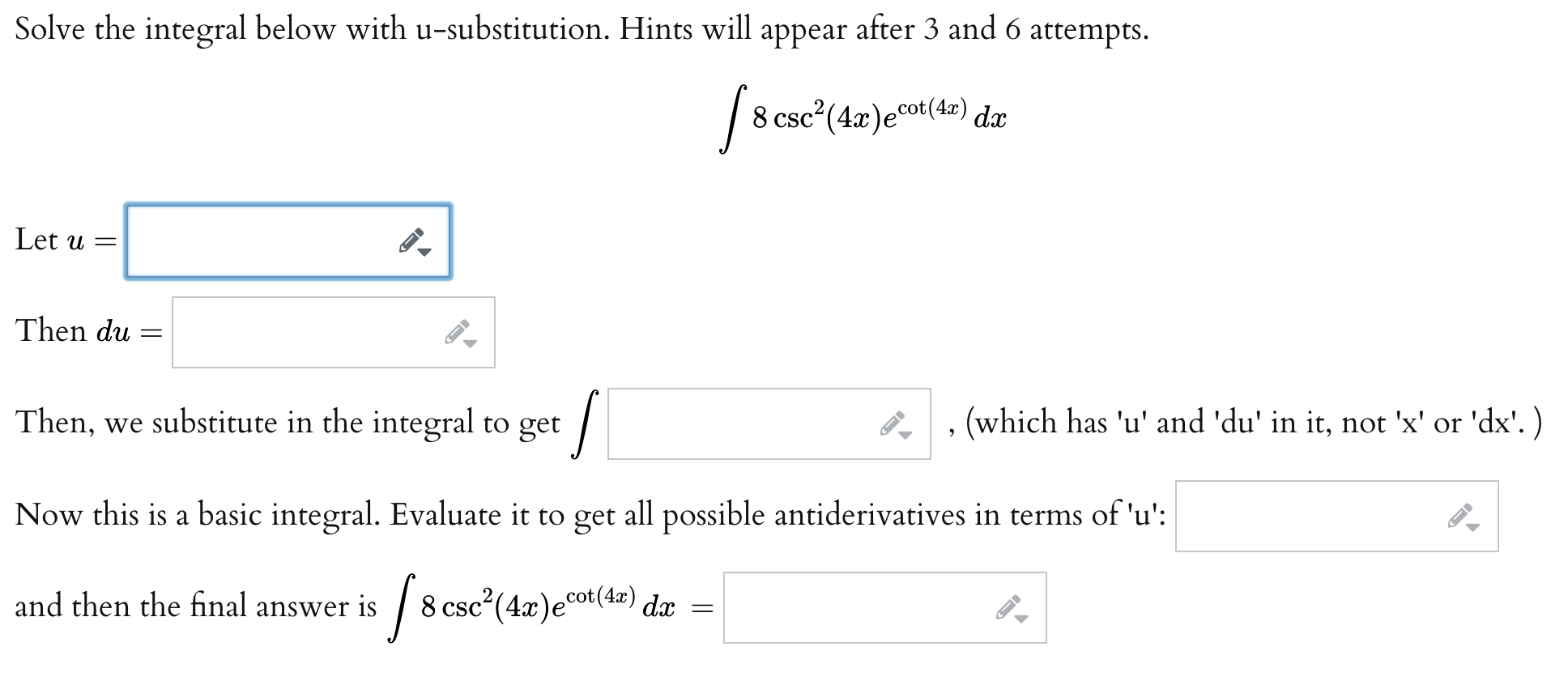 Solved Solve the integral below with u-substitution. Hints | Chegg.com
