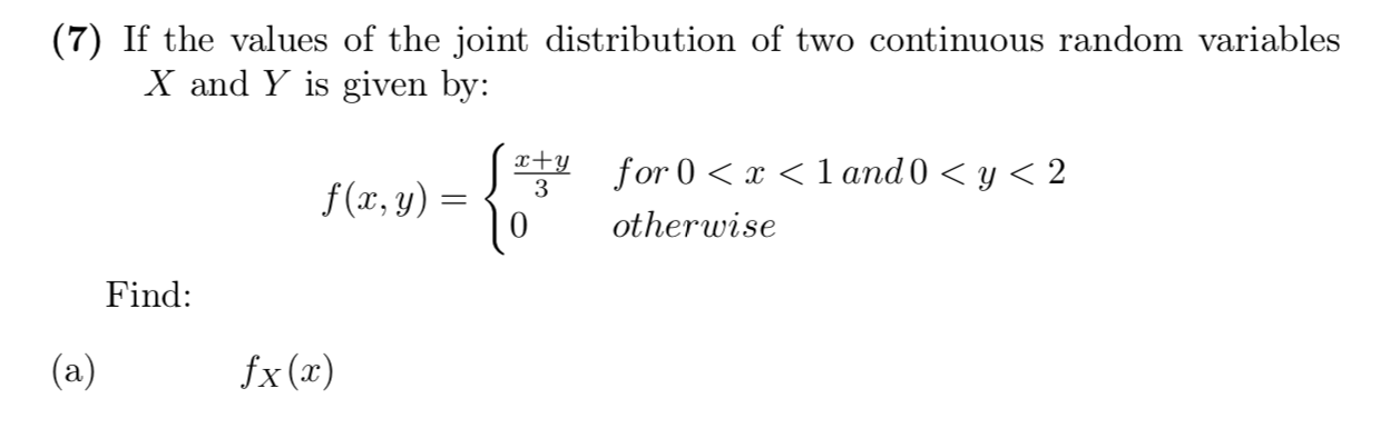 Solved 7 If The Values Of The Joint Distribution Of Two