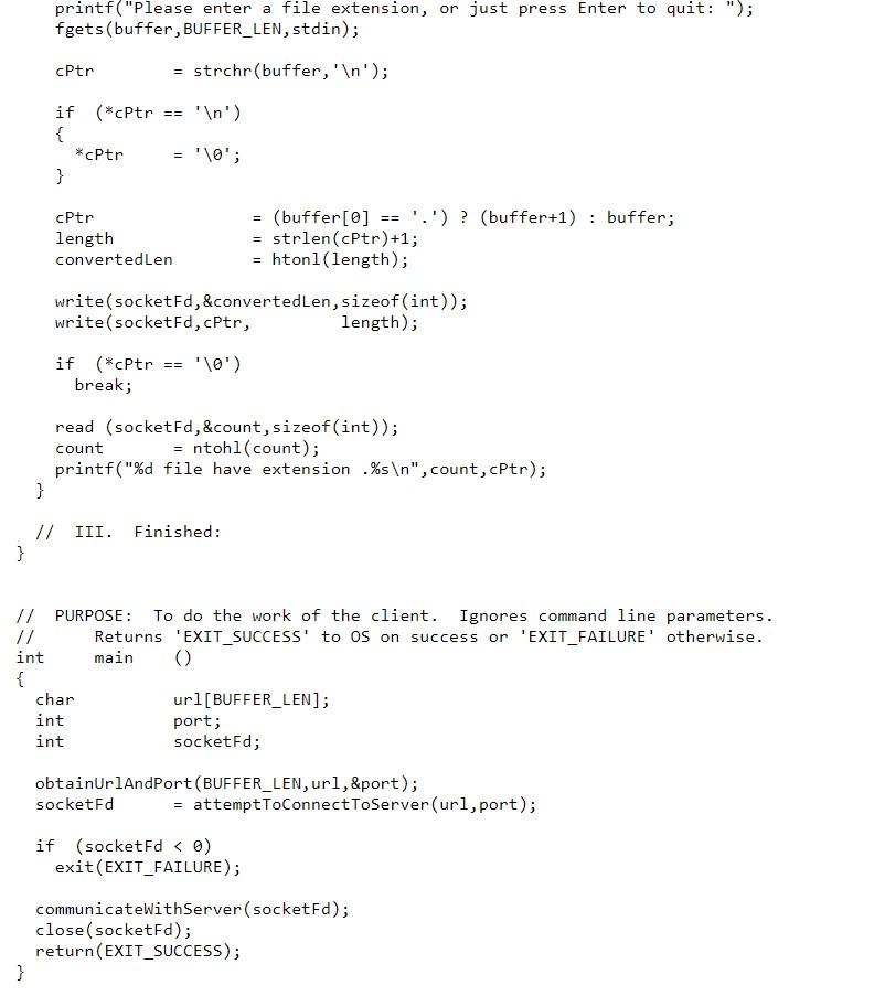 Solved // Compile with: // $ gcc extCountClient.c -o | Chegg.com