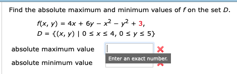 Solved Find the absolute maximum and minimum values of f on | Chegg.com