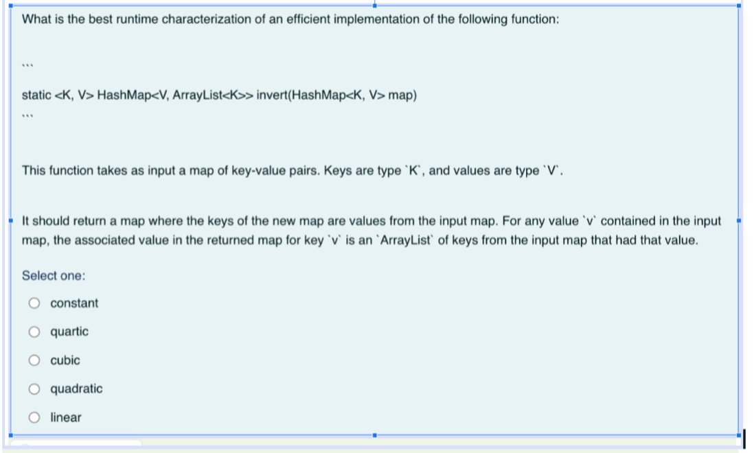 Solved What is the best runtime characterization of an | Chegg.com