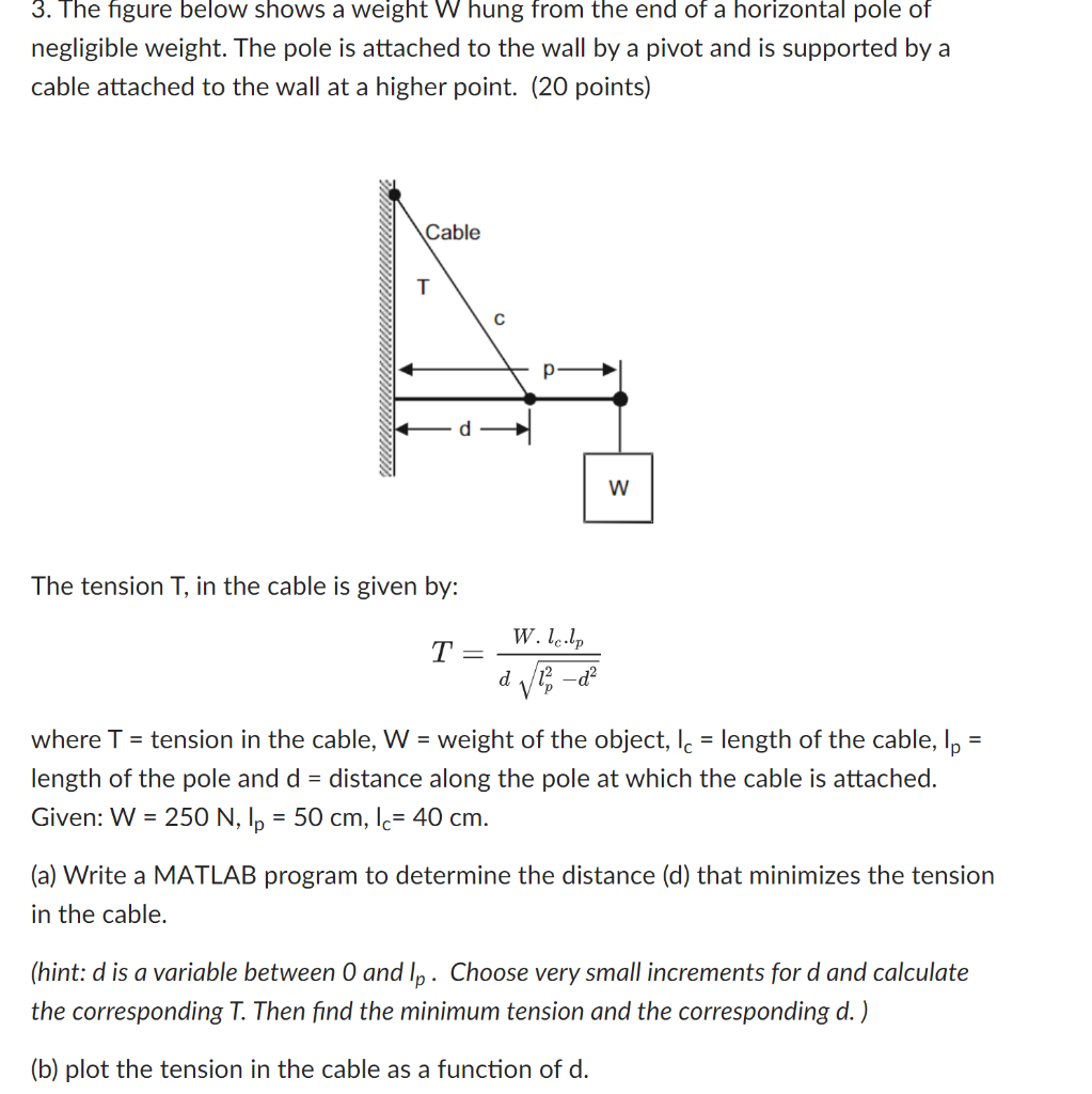 Solved 3. The figure below shows a weight W hung from the | Chegg.com