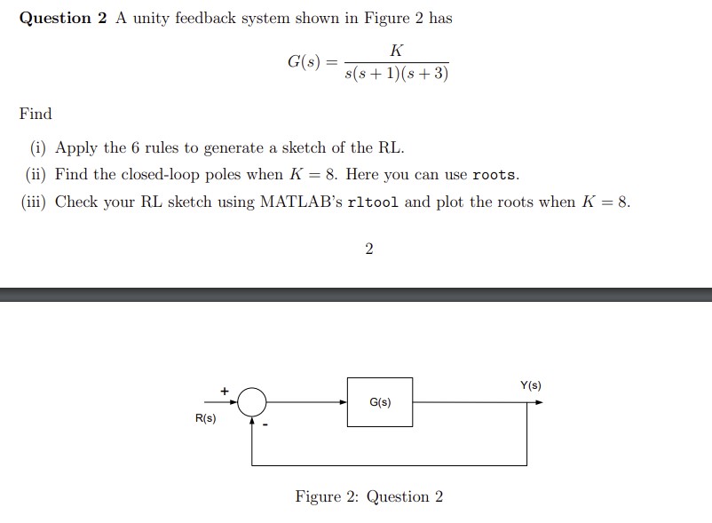 Solved by an EXPERT Question 2 ﻿A unity feedback system shown in Figure 2 | Chegg.com