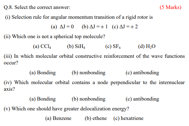 Solved Q.8. Select the correct answer: (5 Marks) (1) | Chegg.com