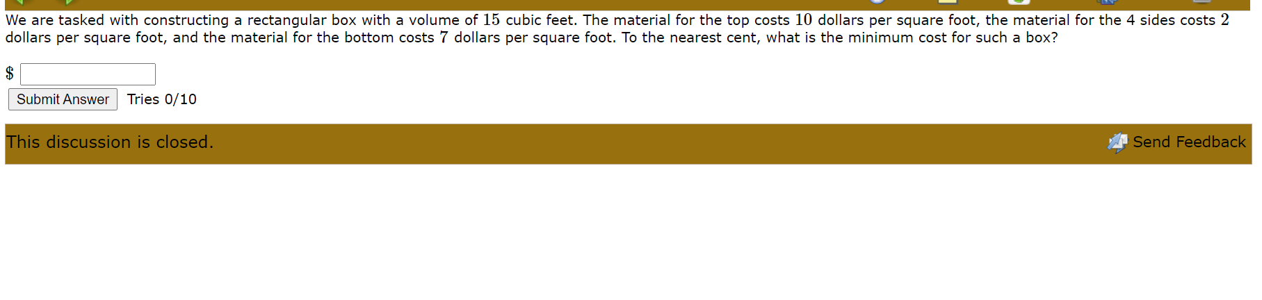 Solved We are tasked with constructing a rectangular box | Chegg.com