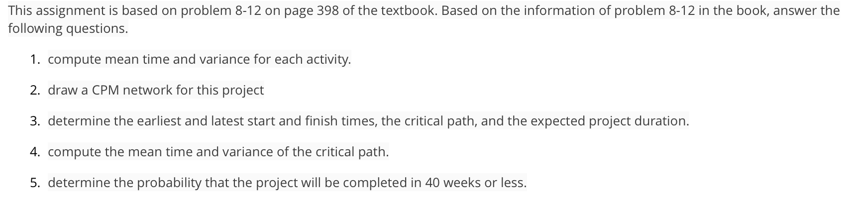 Solved This assignment is based on problem 8-12 on page 398 | Chegg.com
