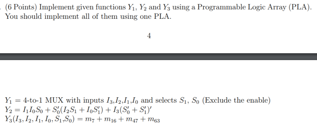 Solved (6 Points) Implement given functions Yi, Y2 and Ys | Chegg.com