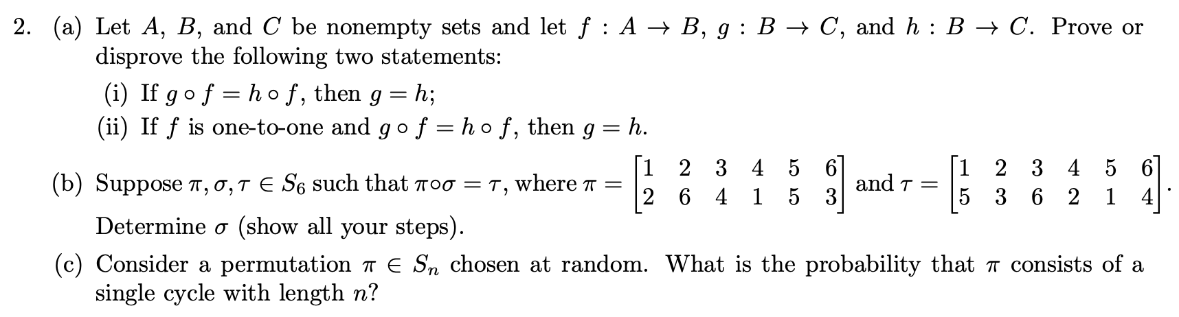 Solved - = 2 2. (a) Let A, B, and C be nonempty sets and let | Chegg.com