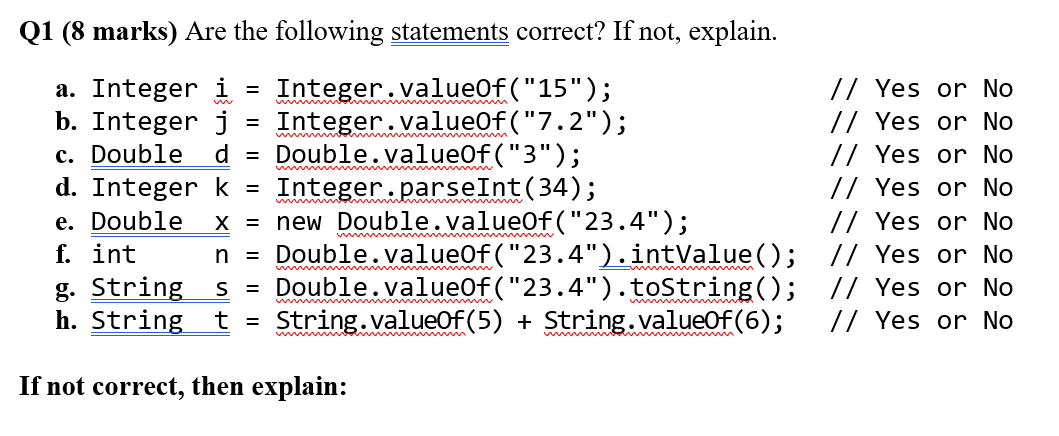 Solved Q1 (8 ﻿marks) ﻿Are the following statements correct? | Chegg.com
