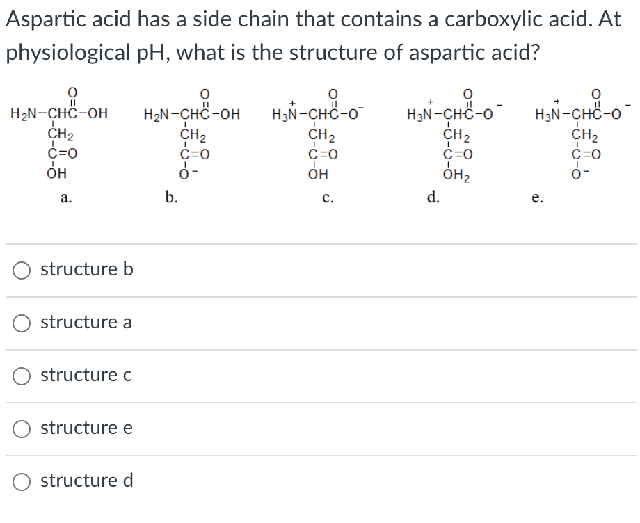 Solved Aspartic acid has a side chain that contains a | Chegg.com