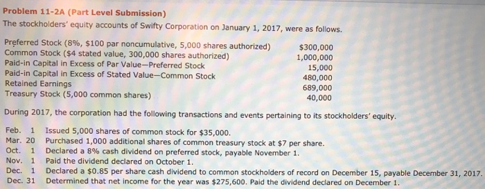 Solved Problem 11-2A (Part Level Submission) The | Chegg.com