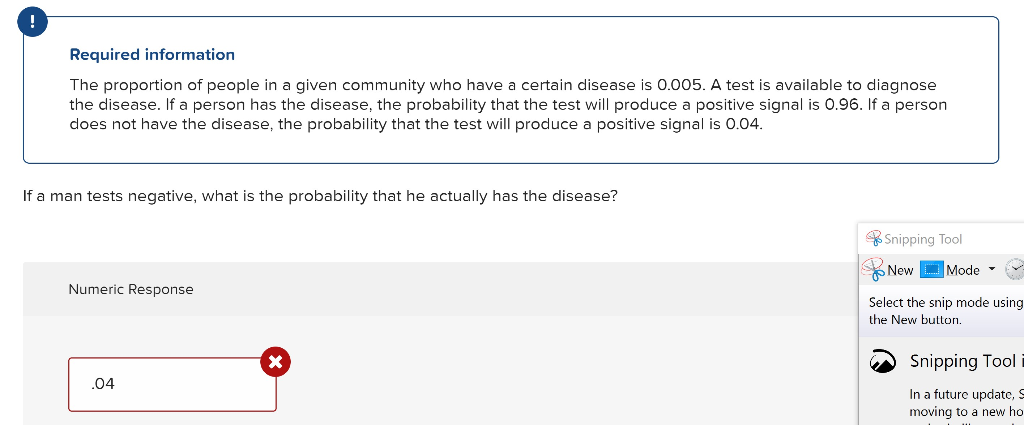 Solved Required information The proportion of people in a | Chegg.com