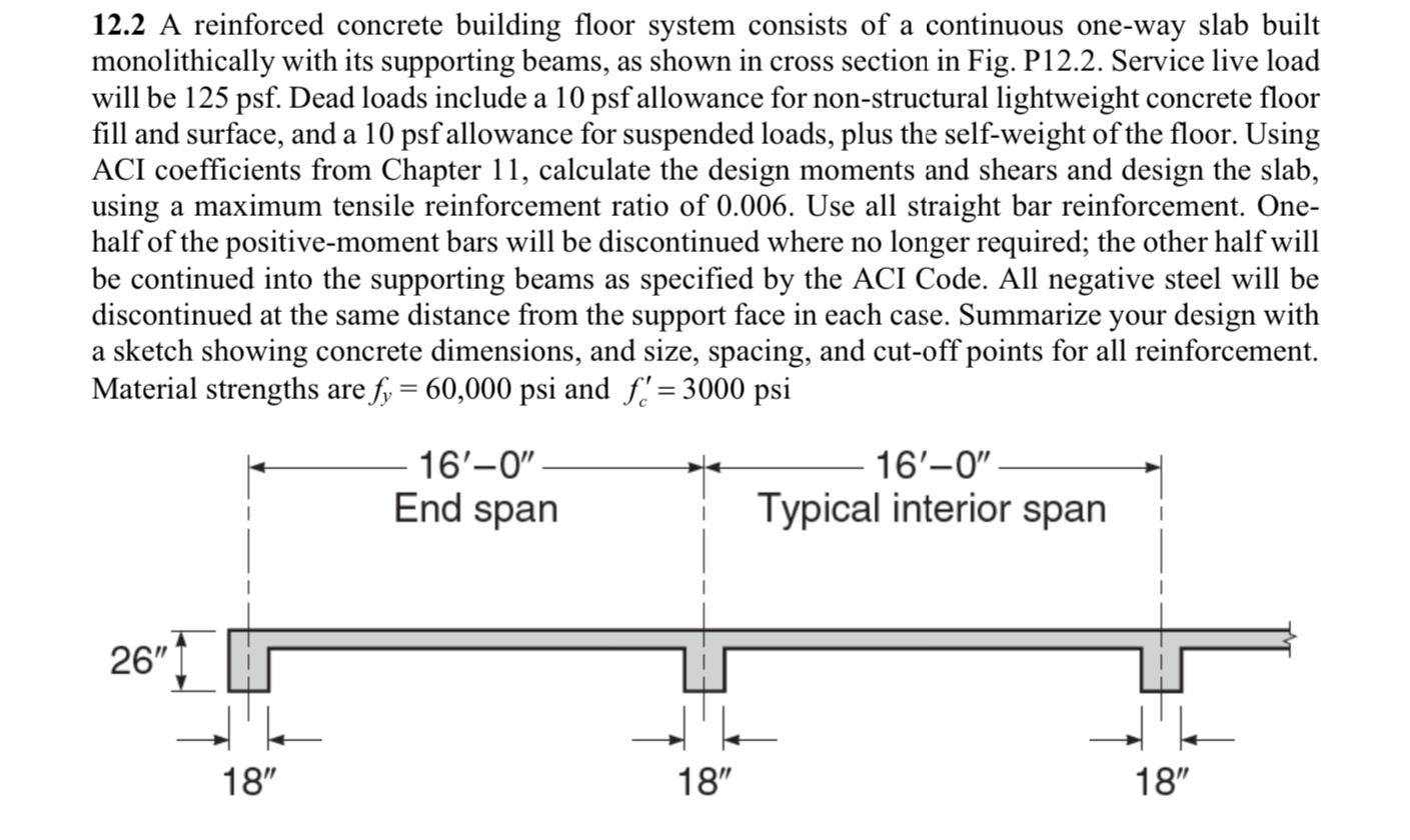 Solved 12.2 A reinforced concrete building floor system | Chegg.com