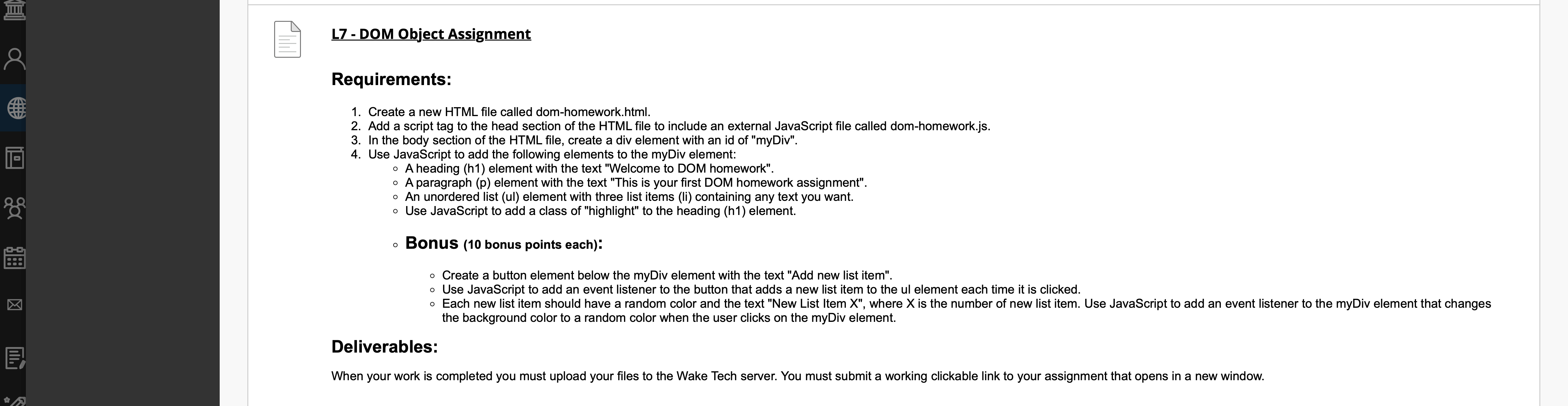 Solved Create A New Html File Called Dom Homework Html Add A