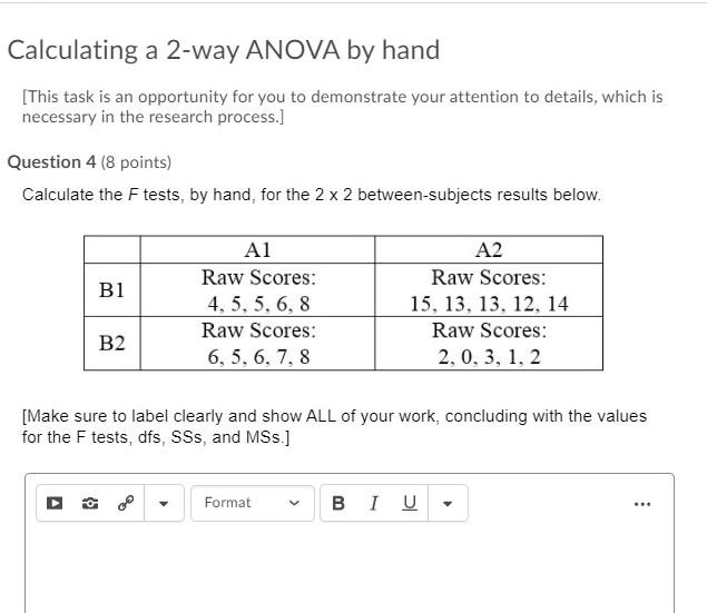 Solved Calculating a 2-way ANOVA by hand [This task is an | Chegg.com