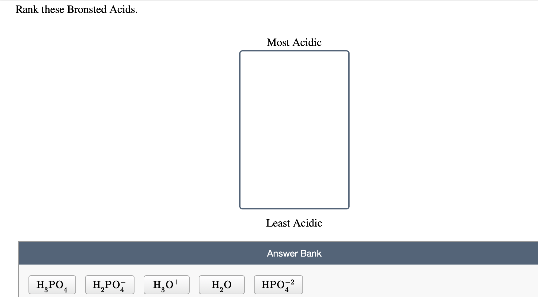 Solved Rank these Bronsted Acids. Most Acidic Least Acidic | Chegg.com