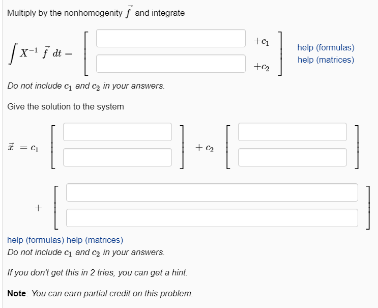 Solved (1 point) Consider the nonhomogeneous system -3 -2 T | Chegg.com