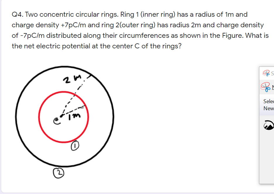 Solved Q4. Two concentric circular rings. Ring 1 (inner | Chegg.com
