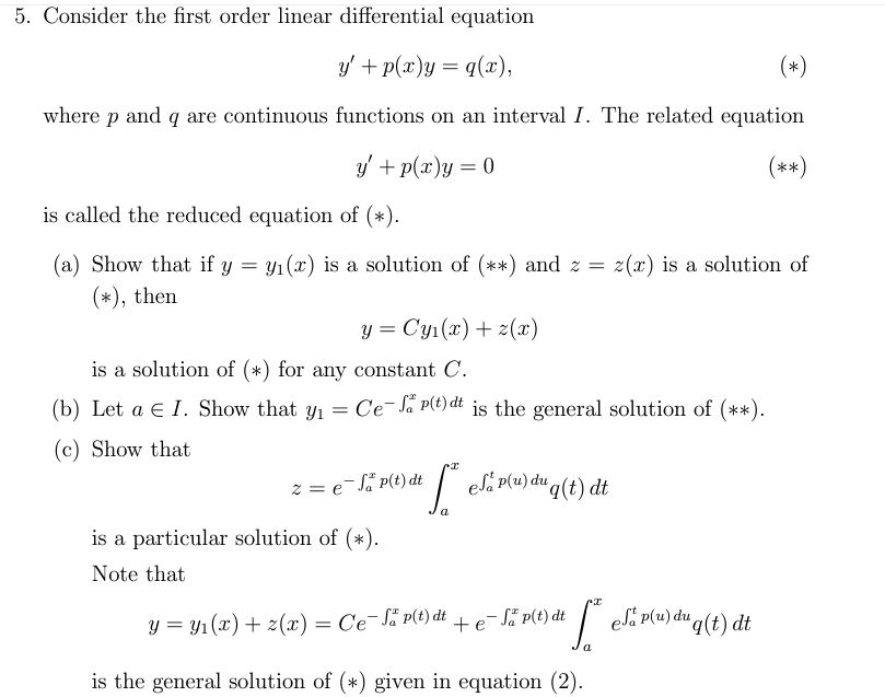 Solved Consider the first order linear differential | Chegg.com