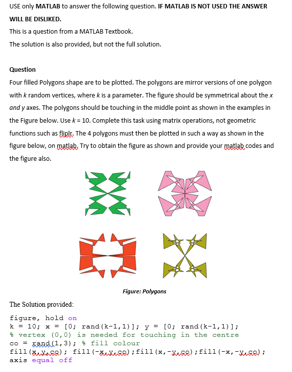 USE only MATLAB to answer the following question. IF | Chegg.com