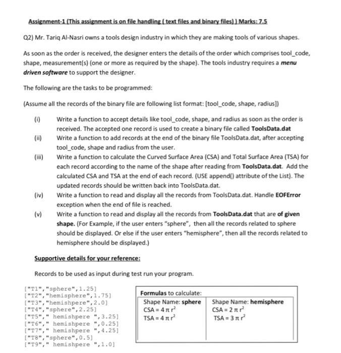 Assignment-1 (This assignment is on file handling | Chegg.com