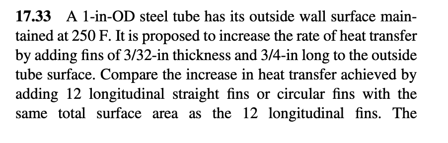 Solved 17.33 A 1-in-OD steel tube has its outside wall | Chegg.com
