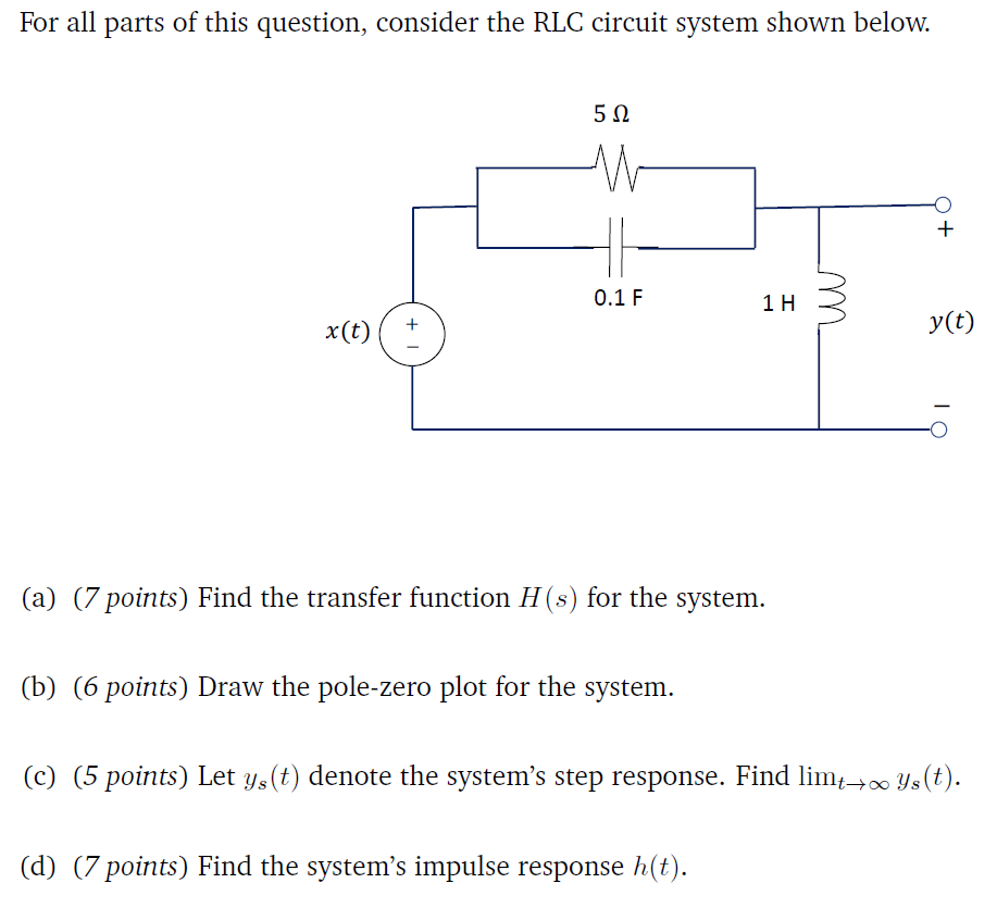 Solved For all parts of this question, consider the RLC | Chegg.com