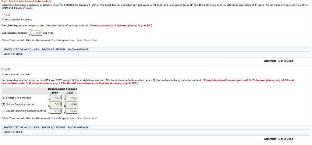 Solved Exercise 9-7 (Part Level Submission) Cullumber | Chegg.com