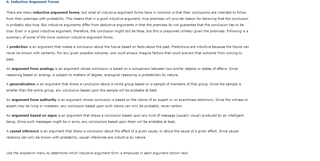 Solved 6. Inductive Argument Forms There are many inductive | Chegg.com