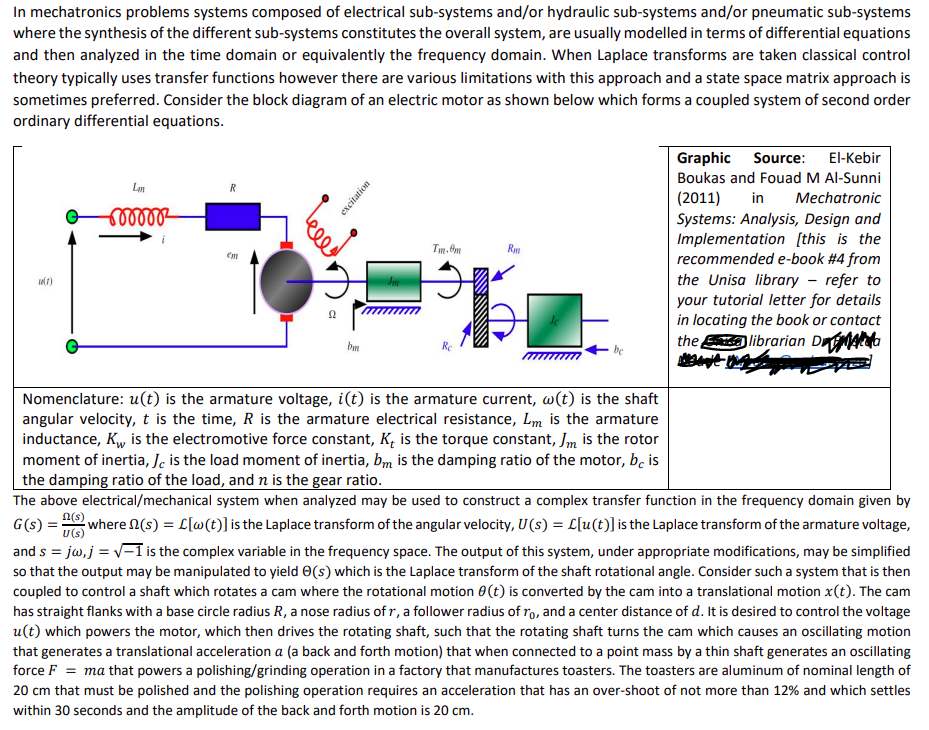 In mechatronics problems systems composed of | Chegg.com