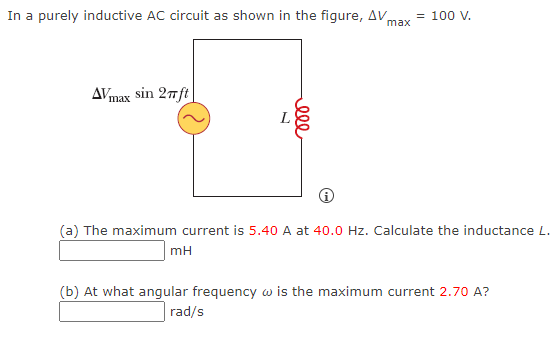 Solved In a purely inductive AC circuit as shown in the | Chegg.com