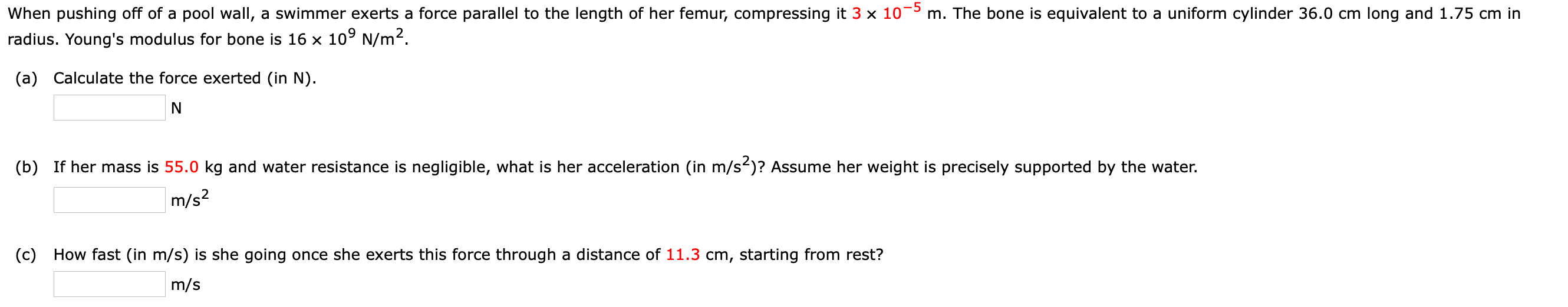 Solved When pushing off of a pool wall, a swimmer exerts a | Chegg.com