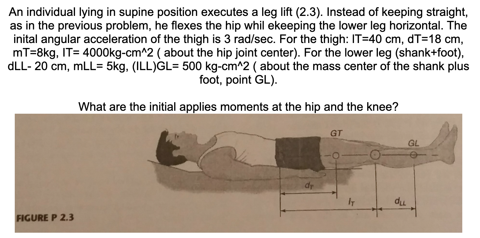 Solved An individual lying in supine position executes a leg | Chegg.com