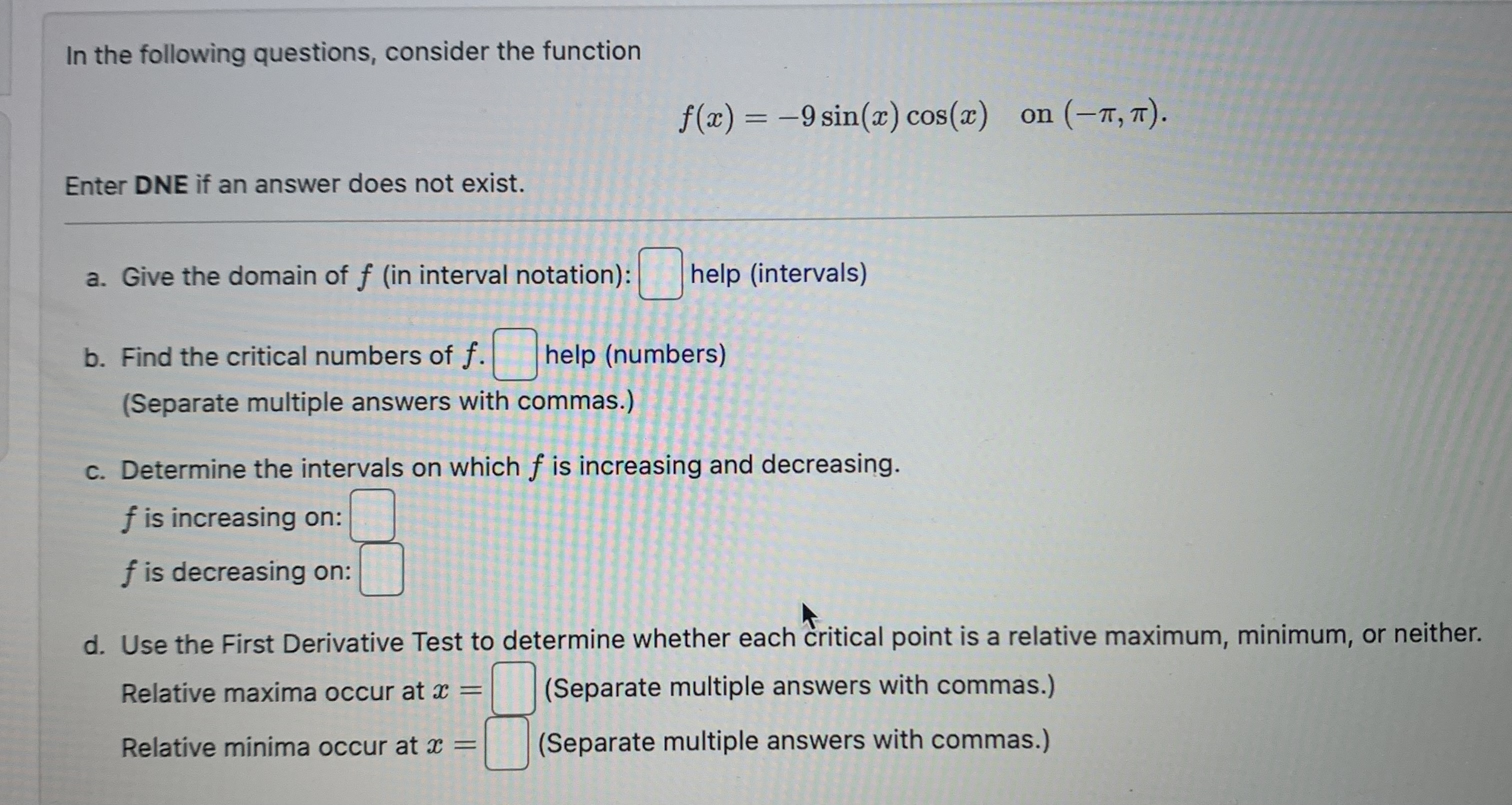 Solved In the following questions, consider the function | Chegg.com