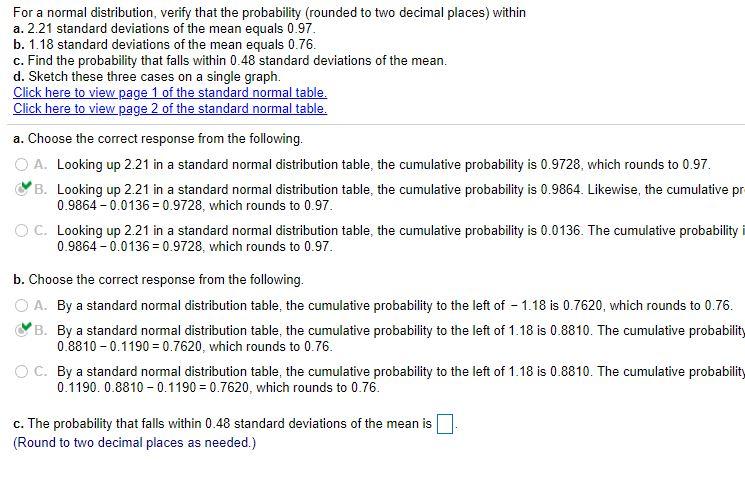 Solved For a normal distribution, verify that the | Chegg.com