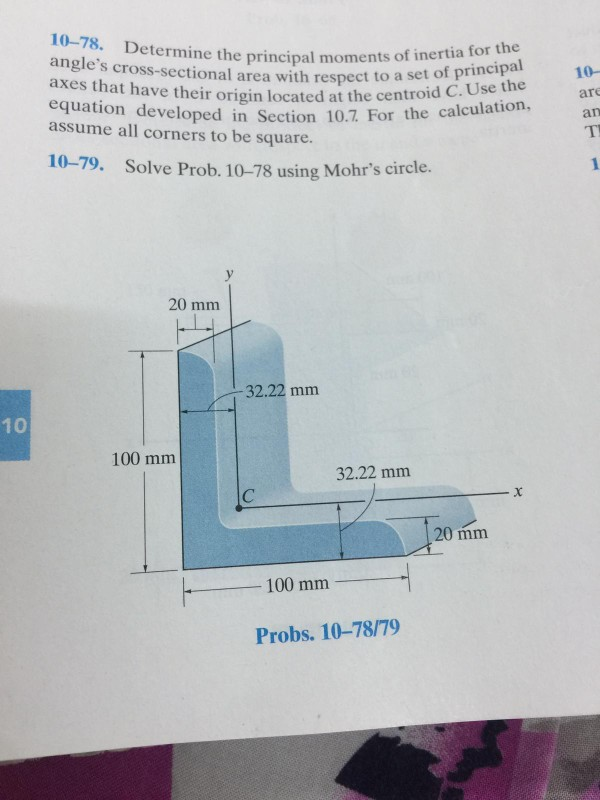Solved 0-78. Determine th angle's cross-sectional area with | Chegg.com