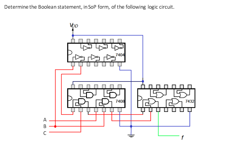 Solved Determine the Boolean statement, in SOP form, of the | Chegg.com