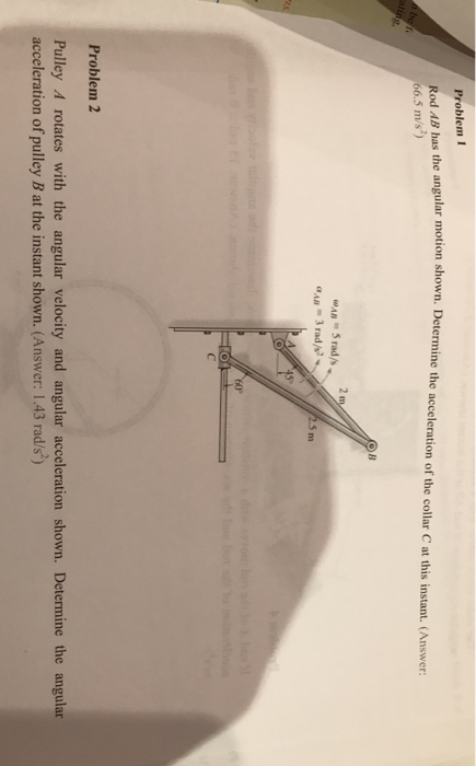 Solved Rod AB has the angular motion shown. Determine the | Chegg.com