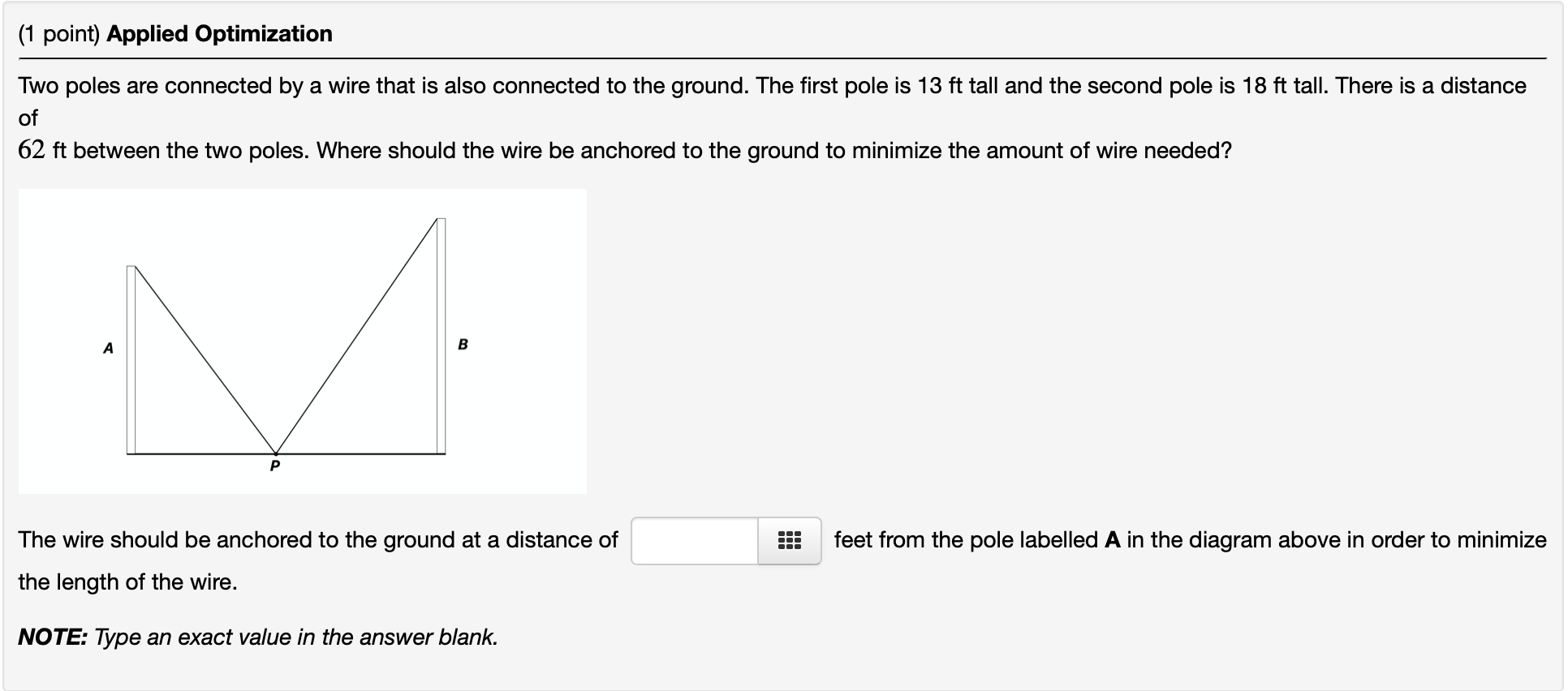 Solved (1 point) Applied Optimization Two poles are | Chegg.com