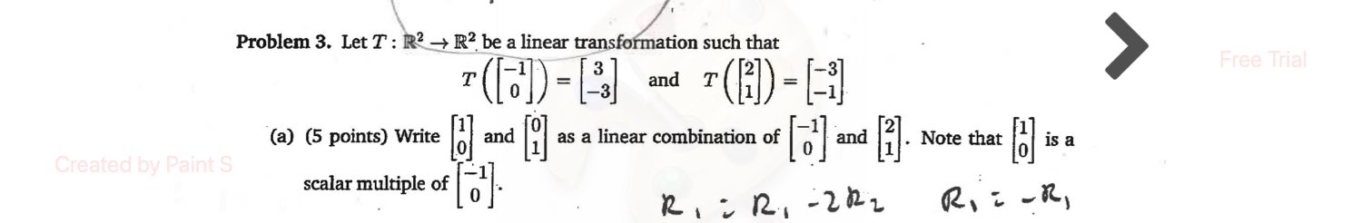 Solved Problem 3. ﻿Let T:R2→R2 ﻿be a linear transformation | Chegg.com