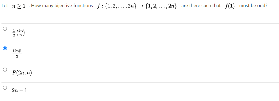 Solved Let n> 1 . How many bijective functions f : {1, 2, | Chegg.com