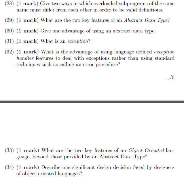 Solved (28) (1 mark) Give two ways in which overloaded | Chegg.com