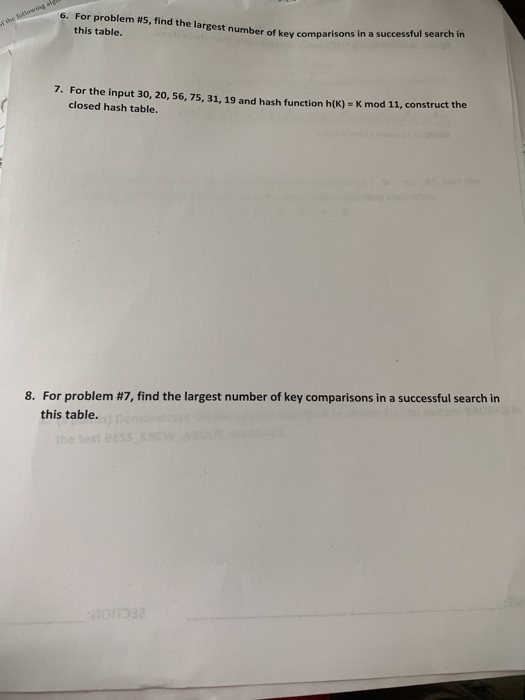 Solved For problem #5, find the largest numb this table 6. | Chegg.com