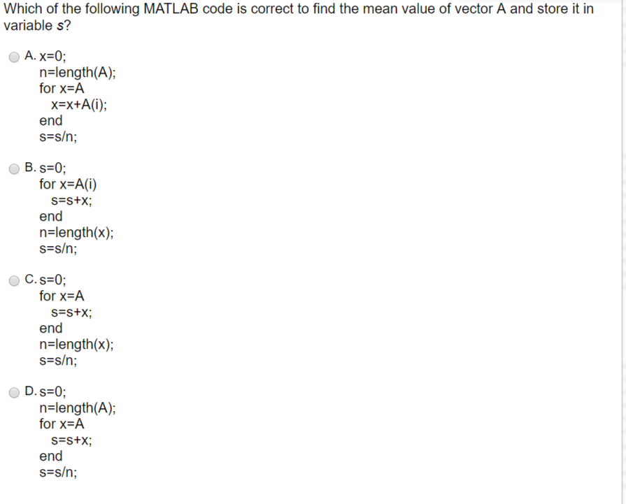 Solved Which of the following MATLAB code is correct to find | Chegg.com